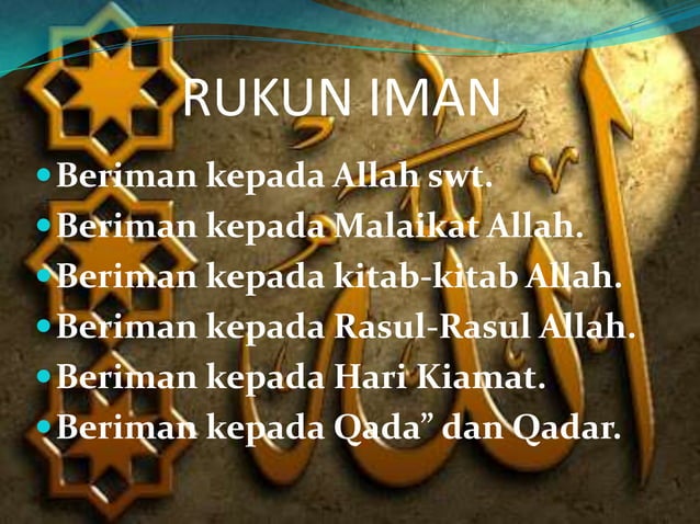Pp rukun iman, rukun islam, dan pembentukan | PPT