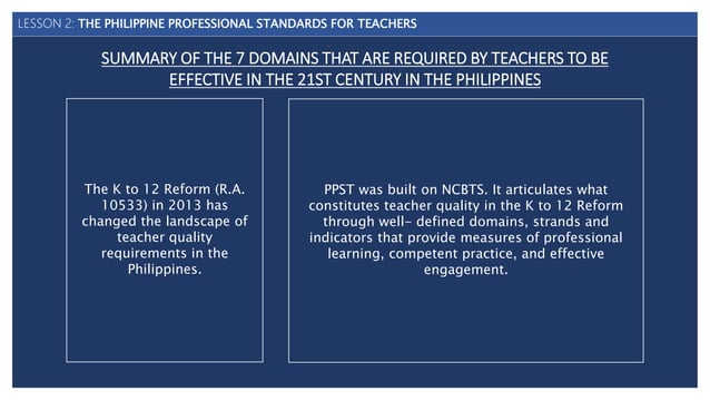 Philippine Professional Standards for Teachers | PPTX | Professional School | Postgraduate Education