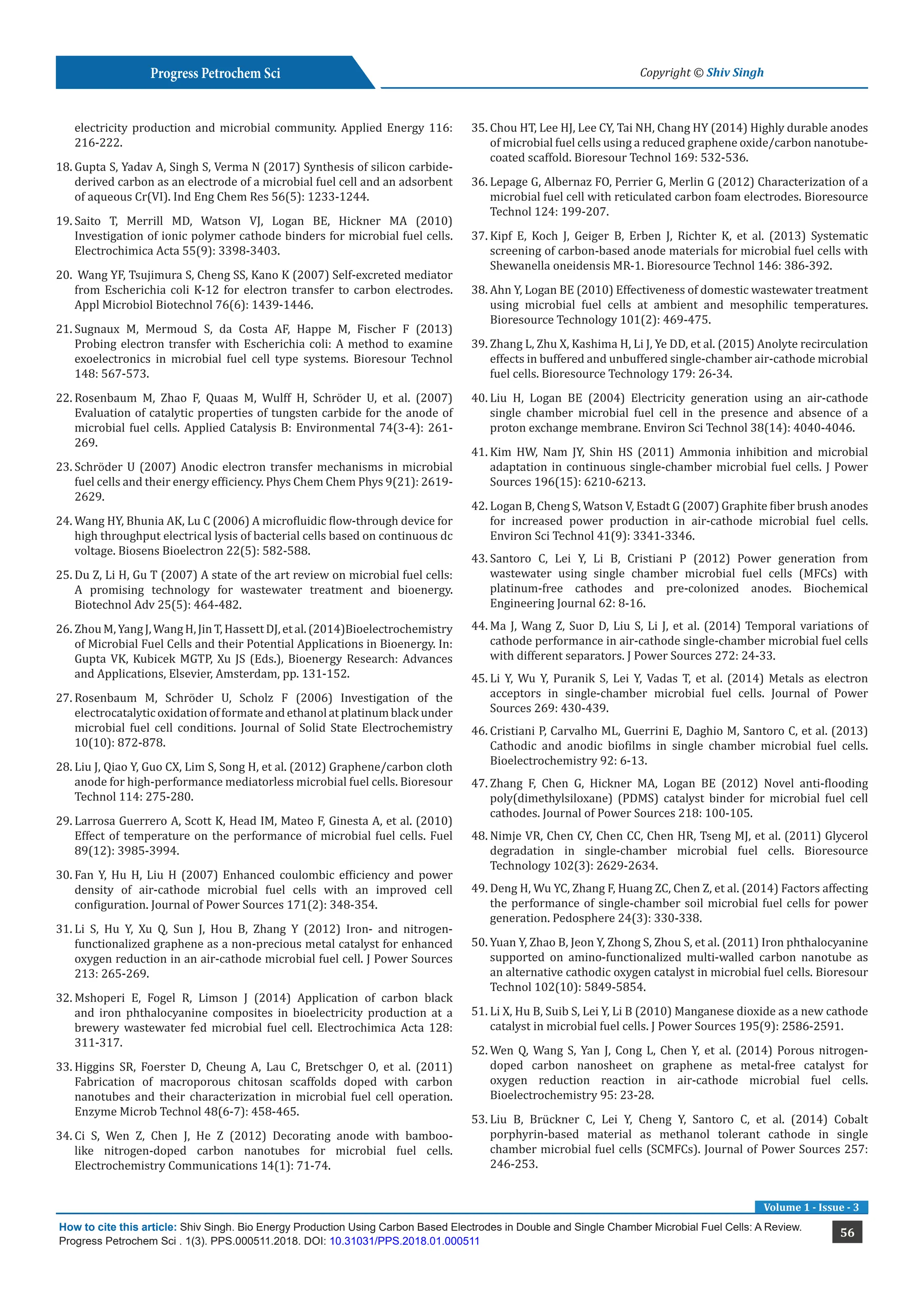 Bio Energy Production Using Carbon Based Electrodes in Double and Single Chamber Microbial Fuel ...