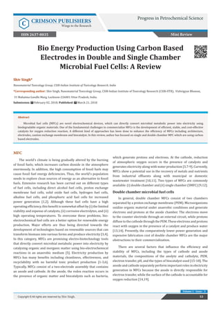 Bio Energy Production Using Carbon Based Electrodes in Double and ...