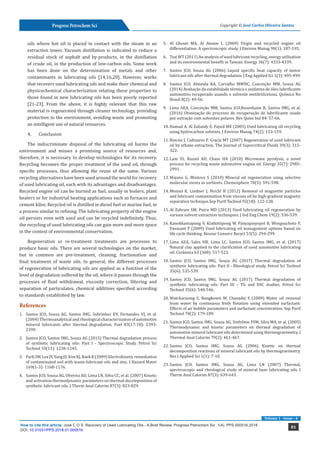 Recovery of Used Lubricating Oils - A Brief Review_Crimson Publishers | PDF