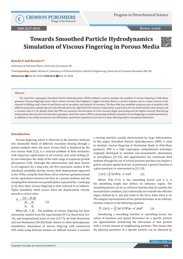 Towards Smoothed Particle Hydrodynamics Simulation of Viscous Fingering in Porous Media_Crimson ...