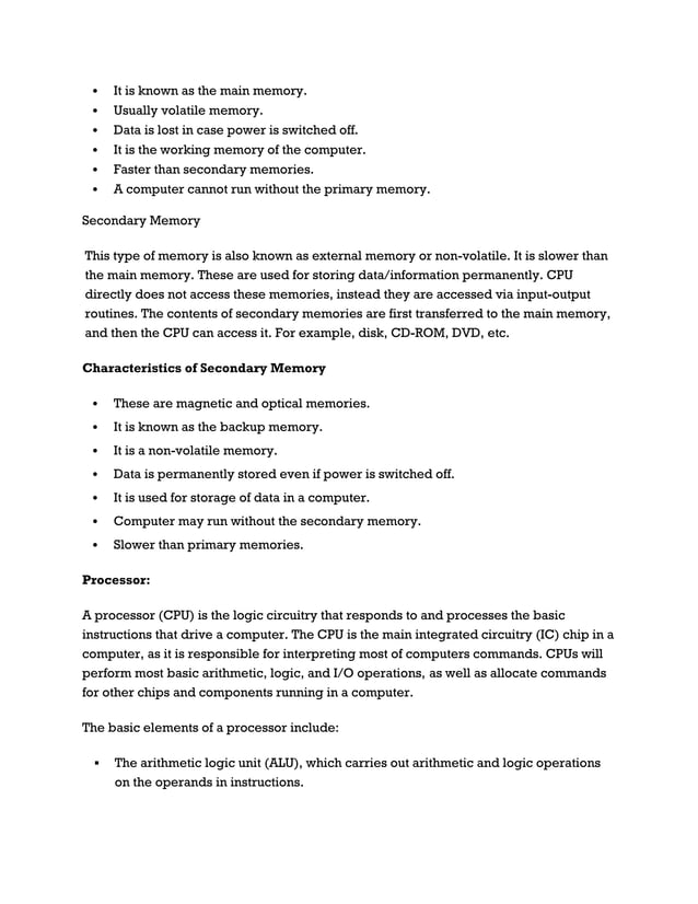 PPS 1.1.INTRODUCTION TO COMPONENTS OF A COMPUTER SYSTEM (DISKS, MEMORY, PROCESSOR, WHERE A ...