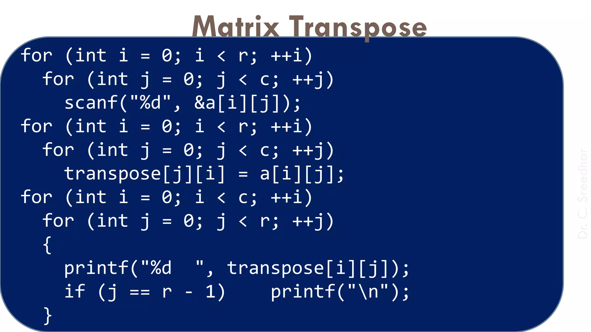 PPS Arrays Matrix operations | PPT