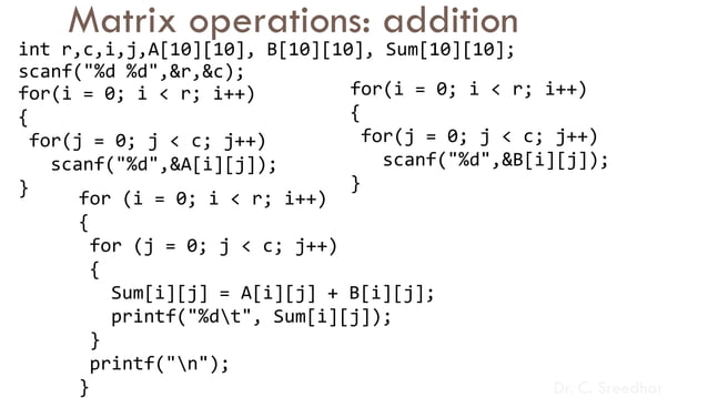 PPS Arrays Matrix operations | PPT