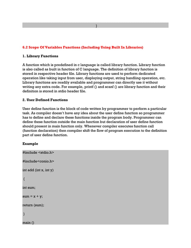 Pps 6 6 Function Introduction And Writing Functions Scope Of Variables Functions Pdf