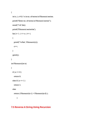 PPS 7.7 RECURSION, AS A DIFFERENT WAY OF SOLVING PROBLEMS. EXAMPLE PROGRAMS | DOCX | Programming ...