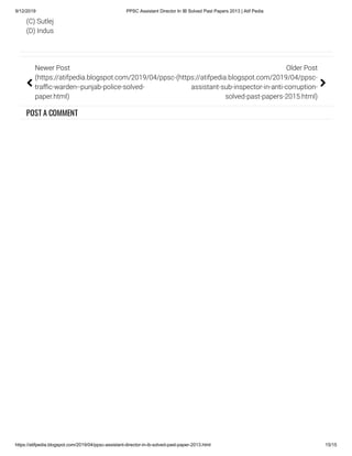 Ppsc assistant director in ib solved past papers 2013 atif pedia | PDF