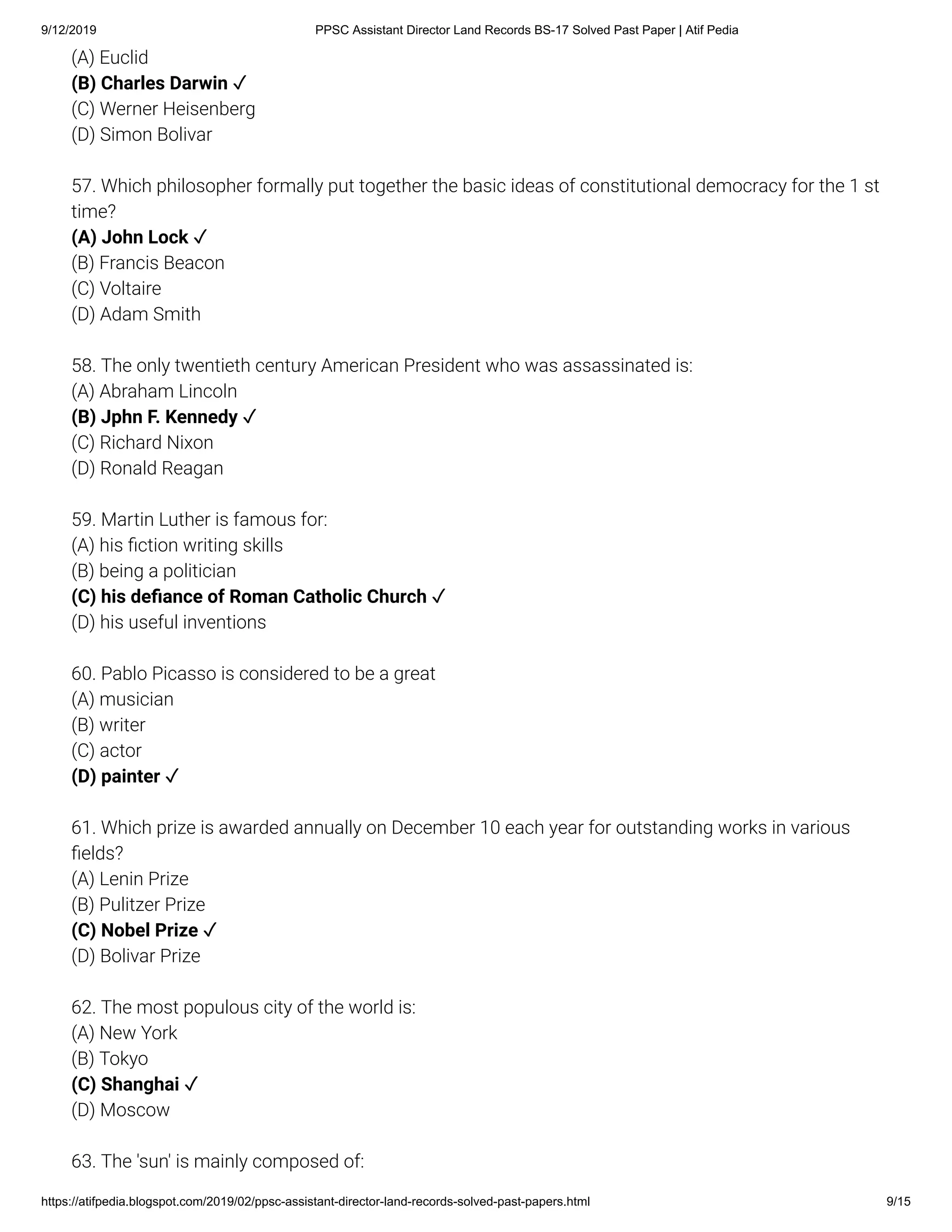 Ppsc assistant director land records bs 17 solved past paper atif pedia | PDF