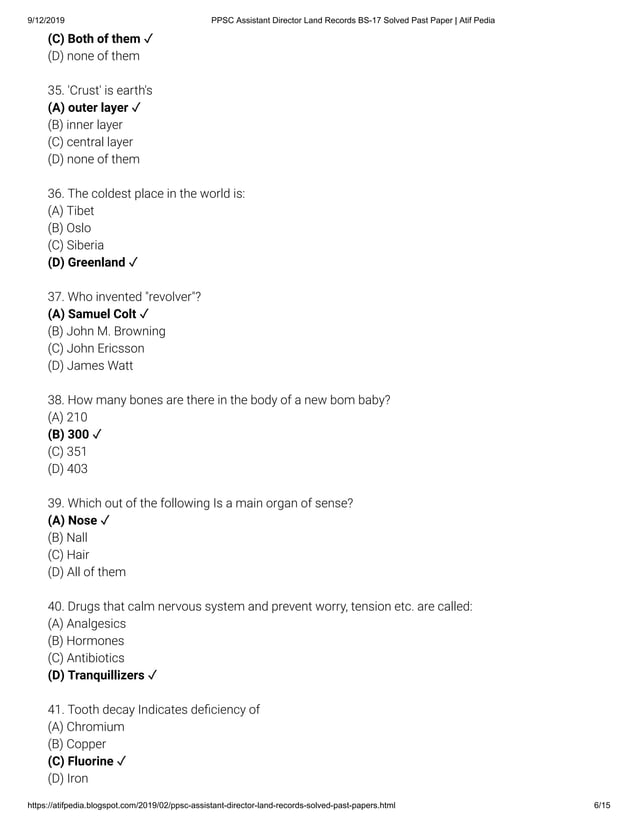 Ppsc assistant director land records bs 17 solved past paper atif pedia | PDF | Free Download