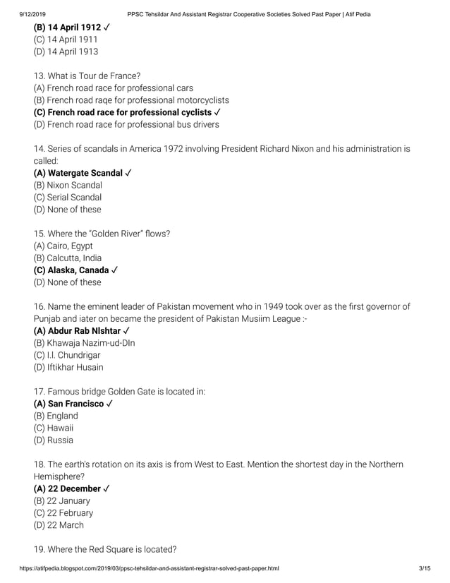 Ppsc tehsildar and assistant registrar cooperative societies solved ...