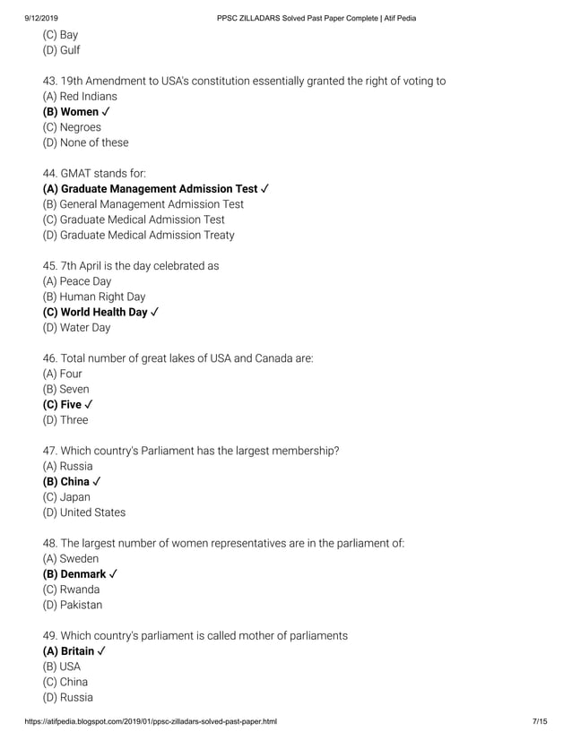 Ppsc zilladars solved past paper complete atif pedia | PDF