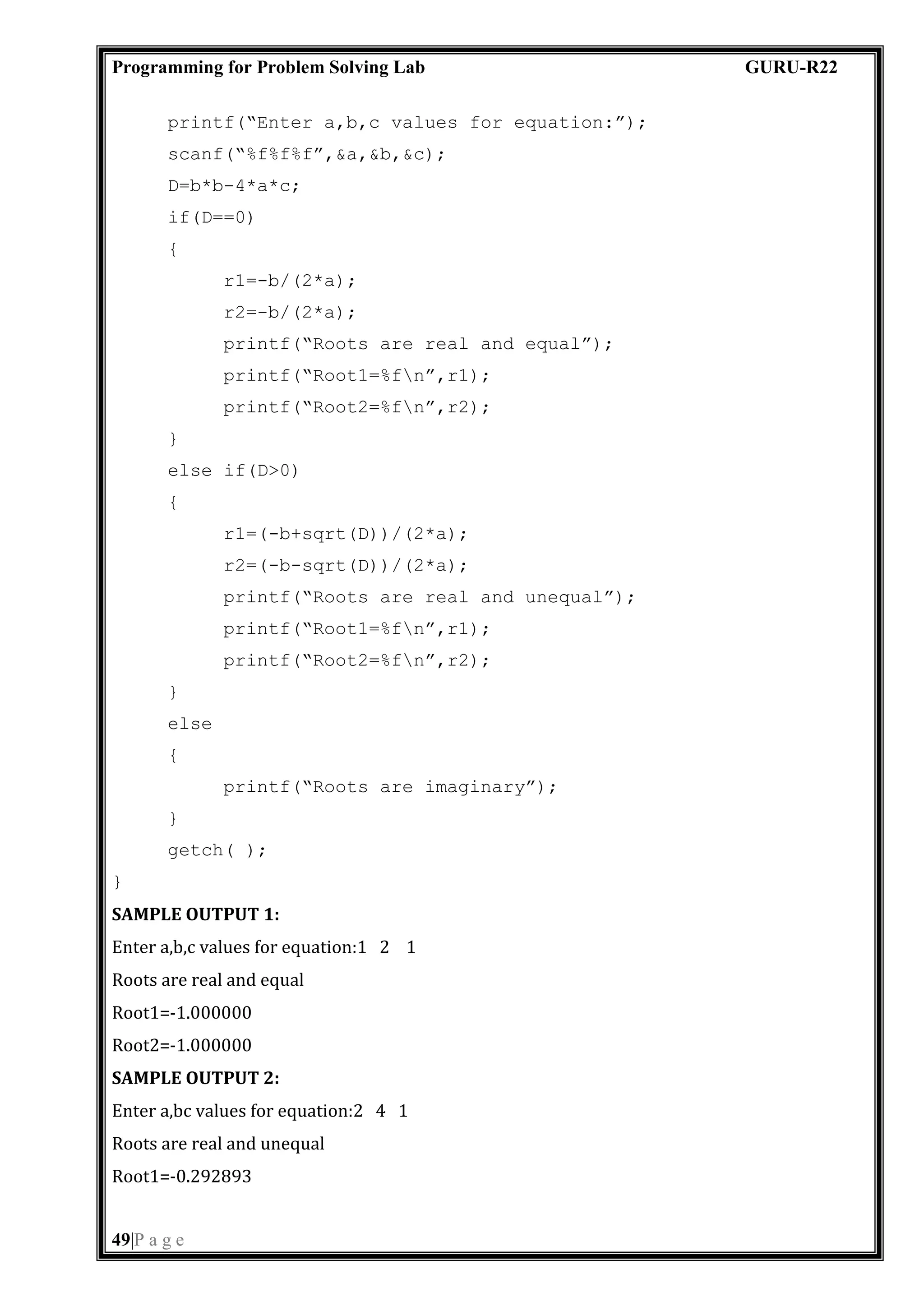 PPS_Lab_Manual_2023-24[1] of Programming for problem solving | PDF