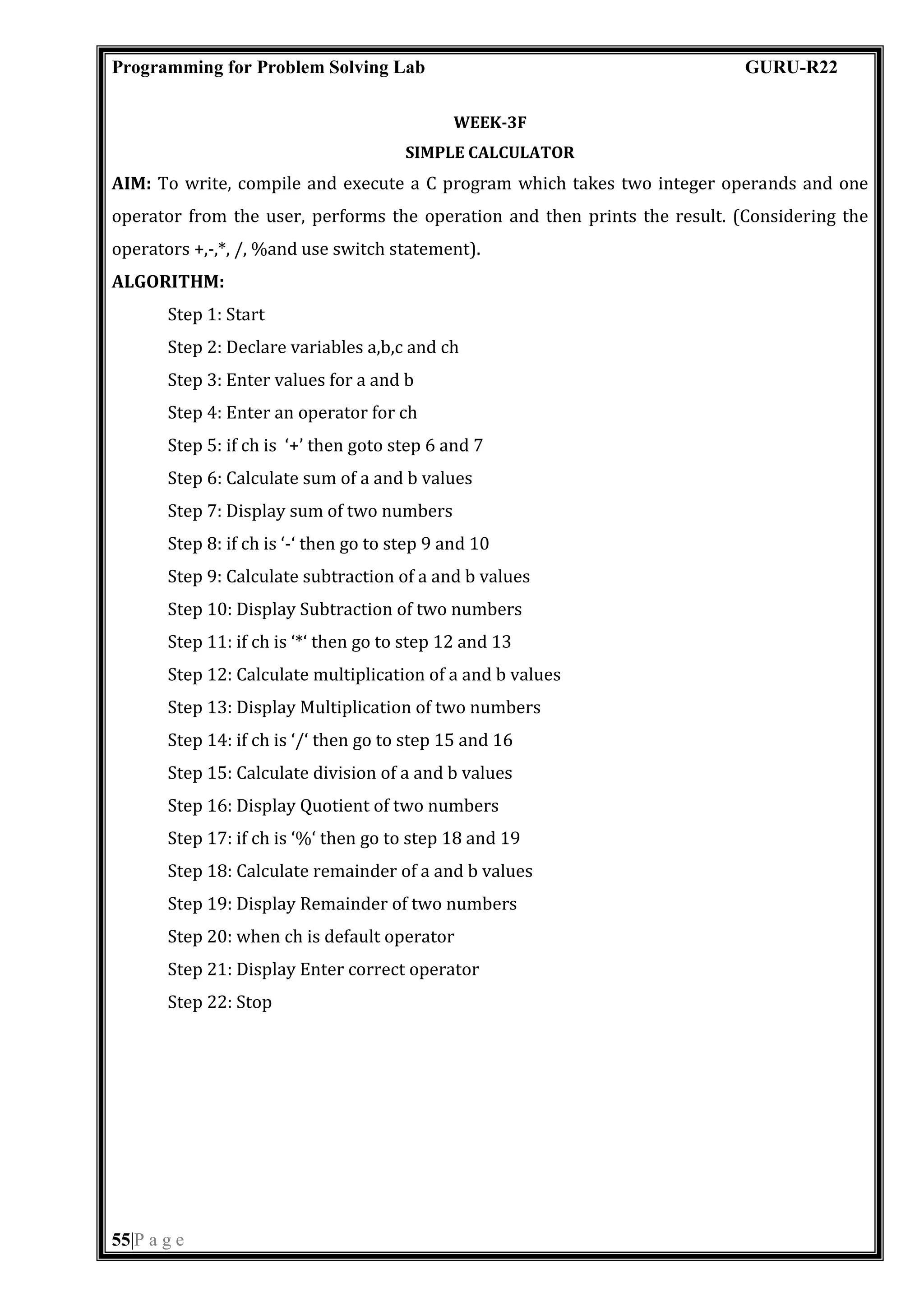 PPS_Lab_Manual_2023-24[1] of Programming for problem solving | PDF