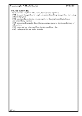 PPS_Lab_Manual_2023-24[1] of Programming for problem solving | PDF