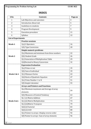 PPS_Lab_Manual_2023-24[1] of Programming for problem solving | PDF