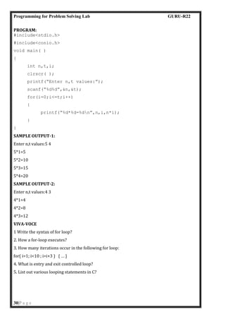 PPS_Lab_Manual_2023-24[1] of Programming for problem solving | PDF