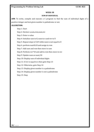 PPS_Lab_Manual_2023-24[1] of Programming for problem solving | PDF