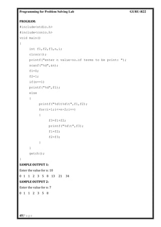 PPS_Lab_Manual_2023-24[1] of Programming for problem solving | PDF