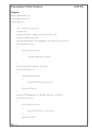 PPS_Lab_Manual_2023-24[1] of Programming for problem solving | PDF