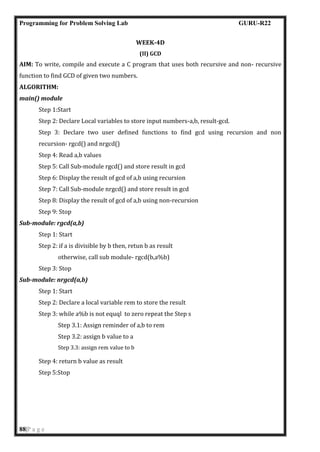 PPS_Lab_Manual_2023-24[1] of Programming for problem solving | PDF