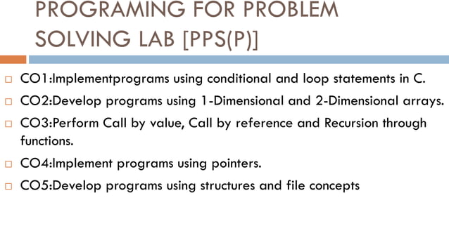 Programming For Problem Solving Lecture Notes | PDF