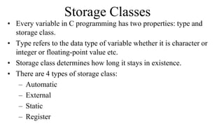 C Programming Storage classes, Recursion | PDF