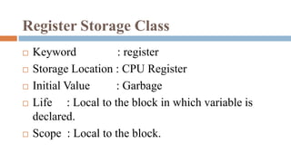 C Programming Storage classes, Recursion | PDF