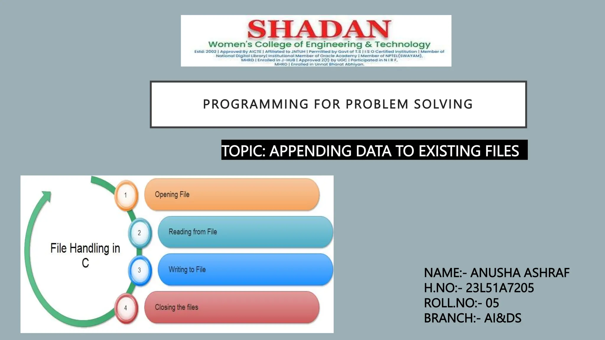 APPENEDING OF DATA TO AN EXISTING FILES. | PPT APPENEDING OF DATA TO AN EXISTING FILES. | PPT