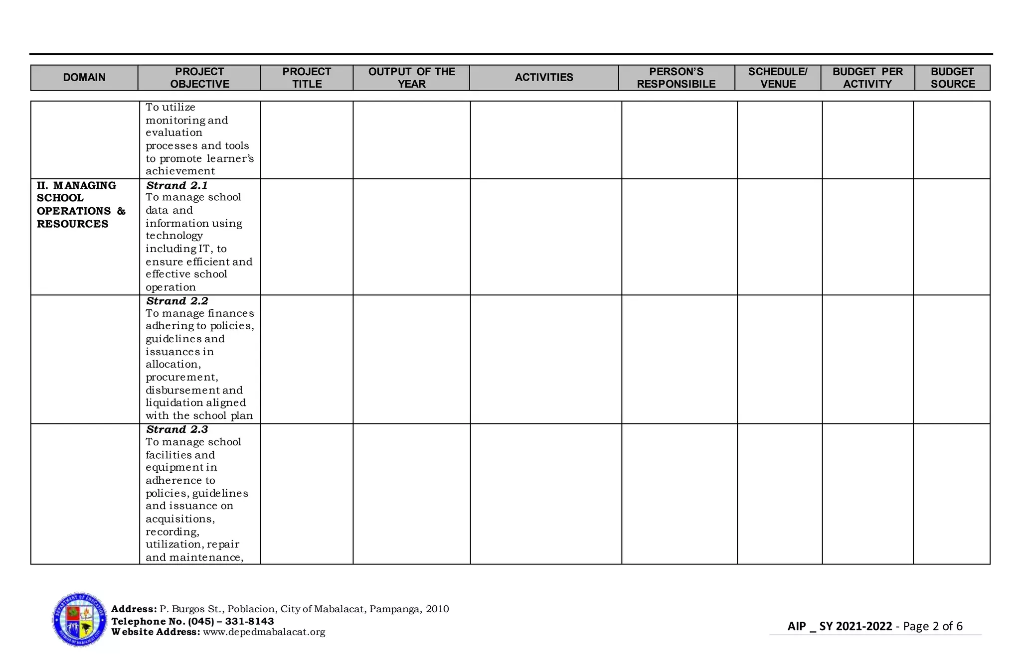 Sample Annual Implementation Plan | DOCX
