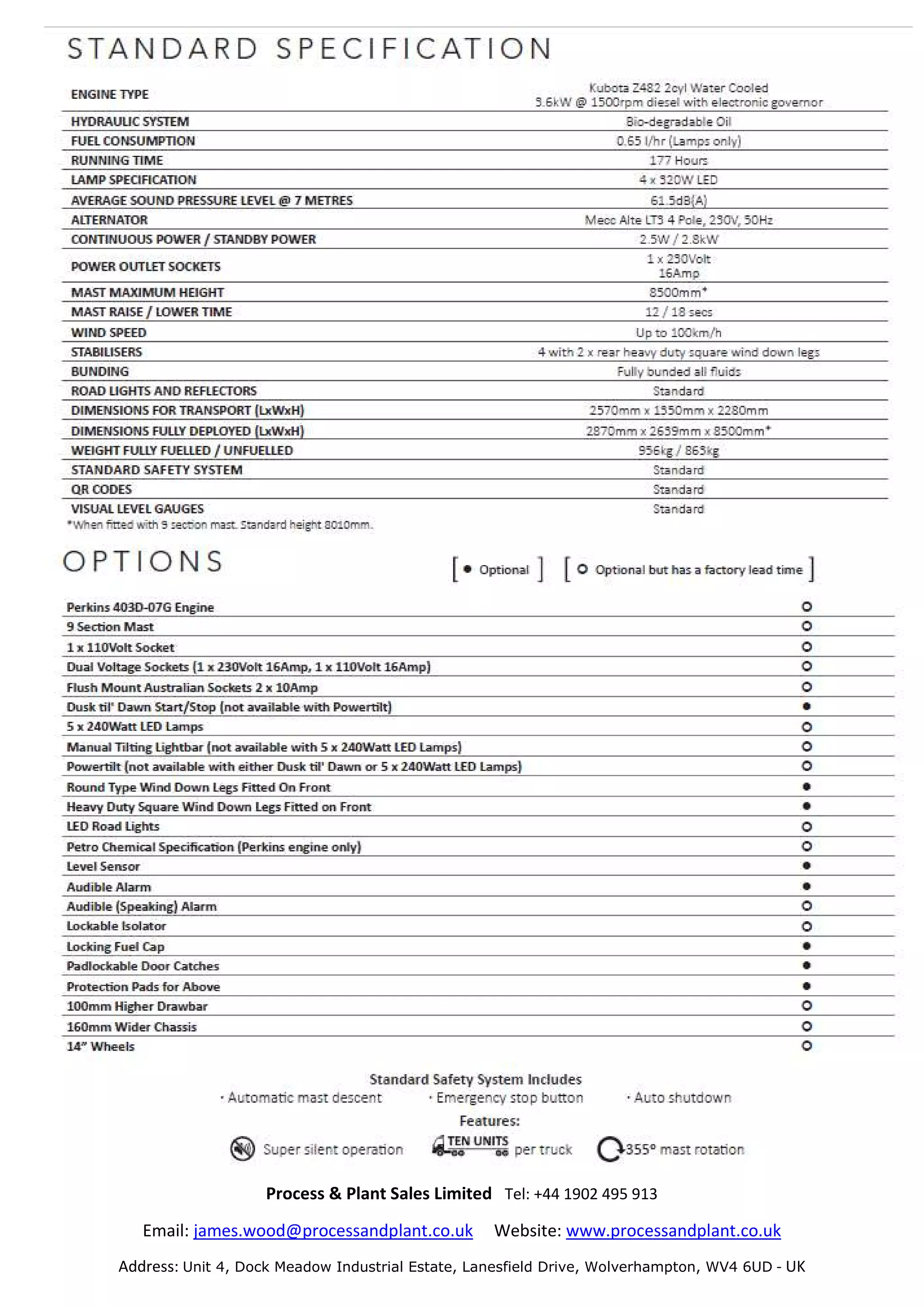 Lighting Towers - Tropical specification | PDF