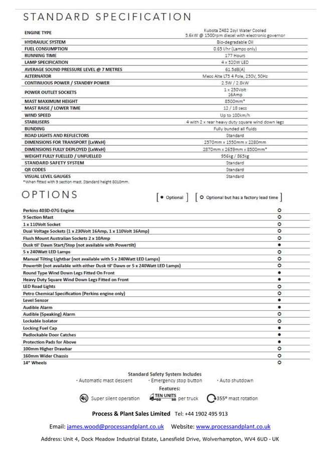 Lighting Towers - Tropical specification | PDF | Technology & Computing