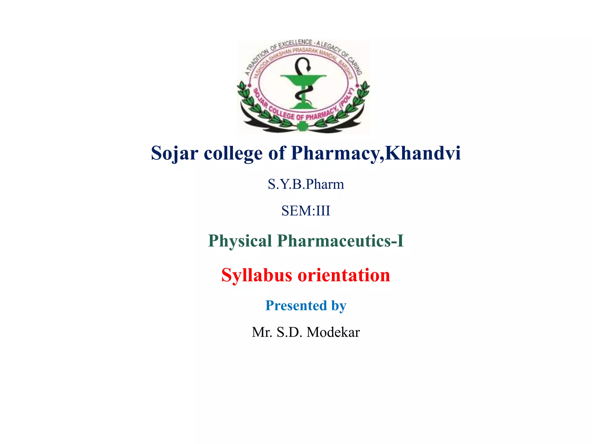 Physical Pharmaceutics-I syllabus | PPTX