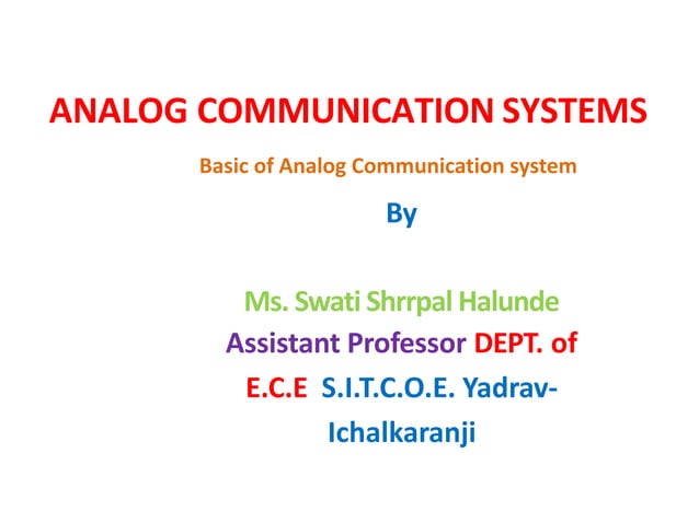 Basic Of Analog Communication System Pptx
