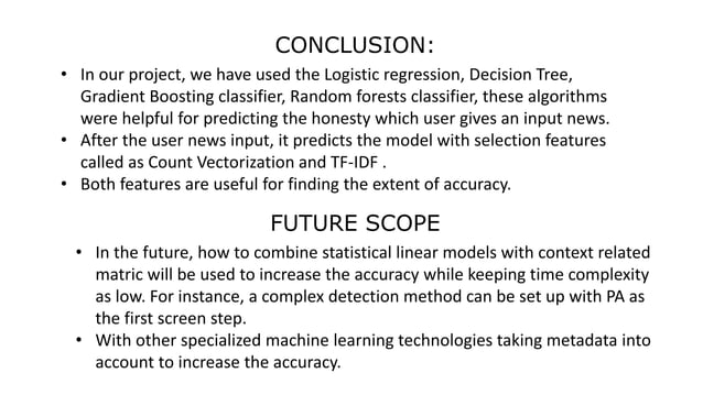 Fake news detection | PPTX | Programming Languages | Computing