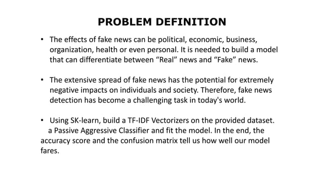 Fake news detection | PPTX | Programming Languages | Computing