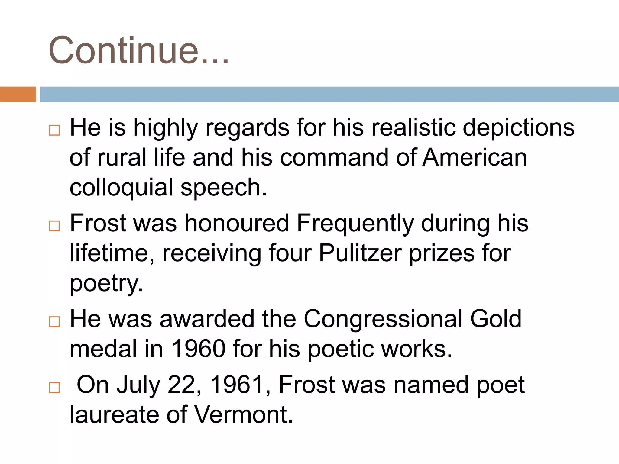 Characteristics of the poetry of Robert Frost | PPTX | Poetry | Books ...