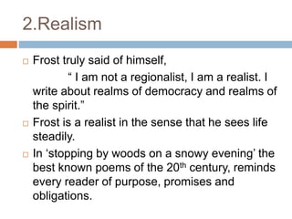 Characteristics of the poetry of Robert Frost | PPTX