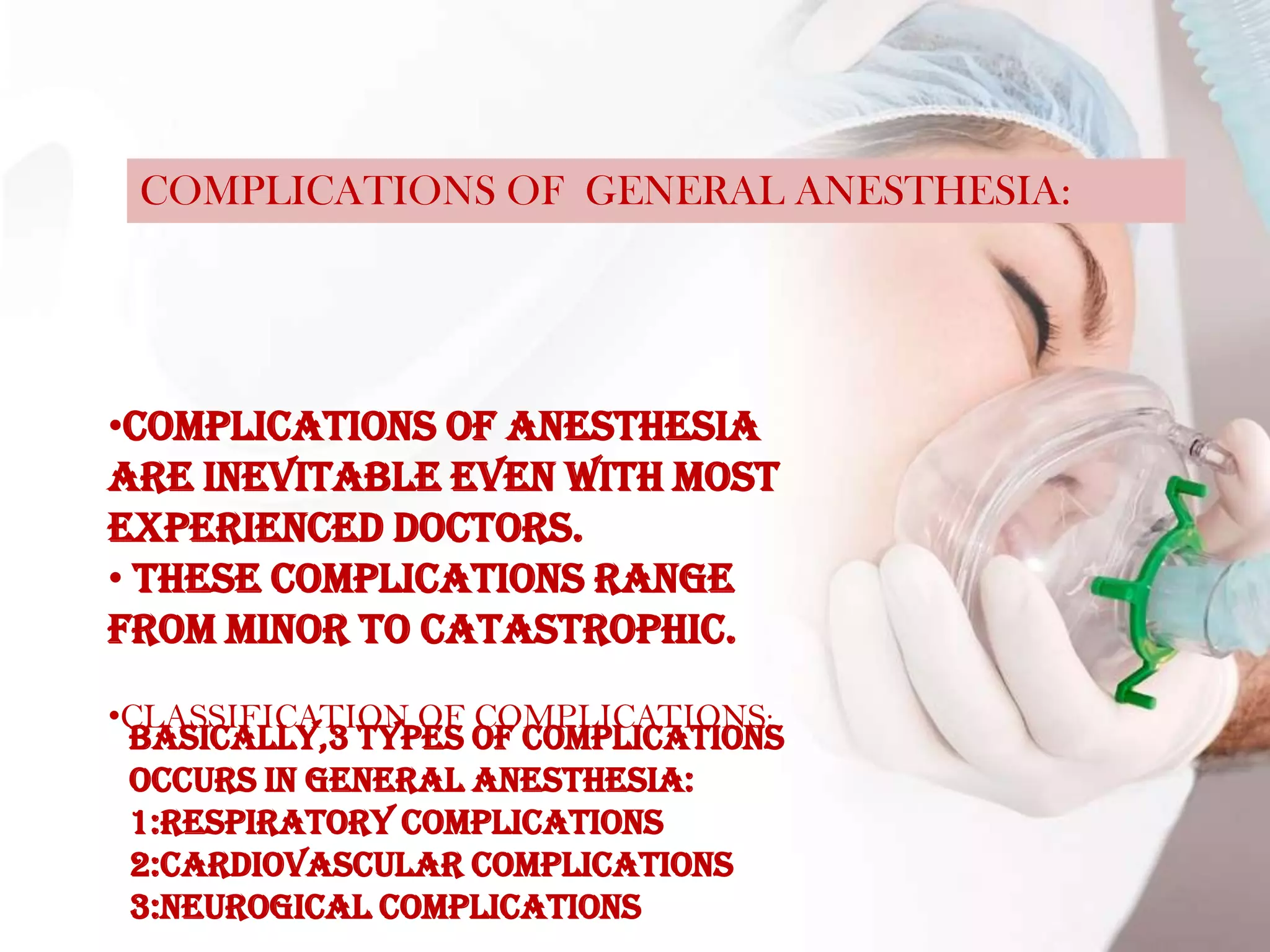 GENERAL ANESTHESIA AND ITS COMPLICATIONS | PPTX