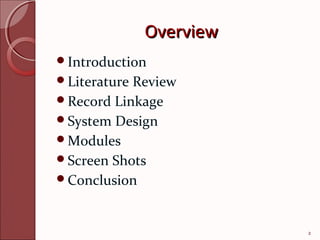 online Record Linkage | PPT | Databases | Computer Software and ...