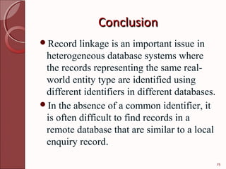 online Record Linkage | PPT | Databases | Computer Software and Applications