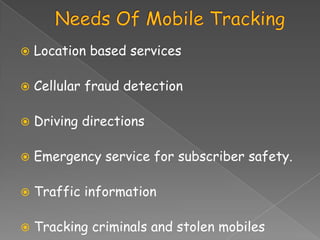 Tracking and positioning of mobile in telecommunication network | PPTX