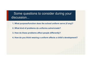 Should students wear uniforms - Debate | PDF | Education