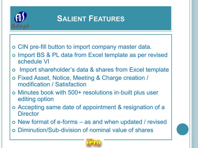 iPro - Software for Company Statutory e-forms & Registers. | PPSX