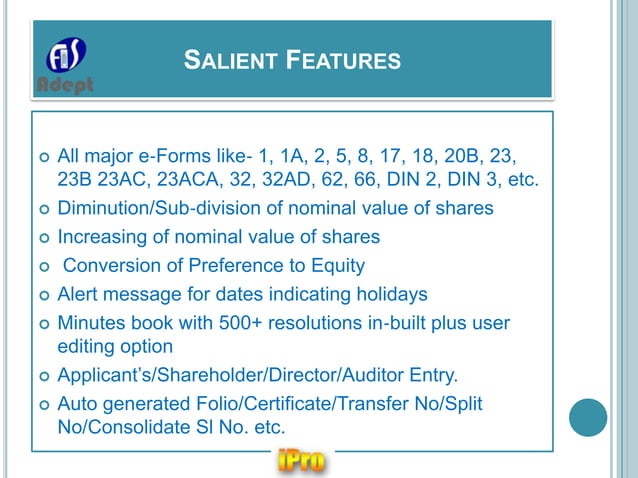 iPro - Software for Company Statutory e-forms & Registers. | PPSX