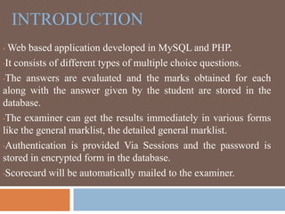 online examination portal project presentation | PDF