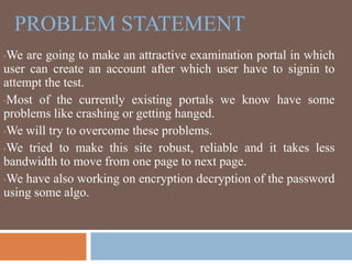 online examination portal project presentation | PDF