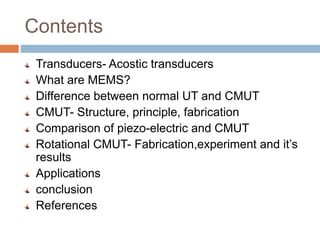 Cpacitive Micromachined Ultrasonic Transducers-Rotational type of CMUT ...