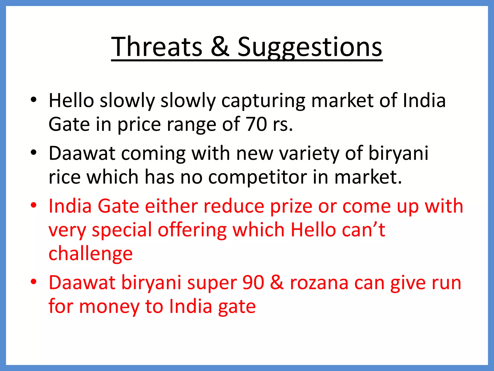 ppt of survey of daawat rice & maruti dzire | PPTX