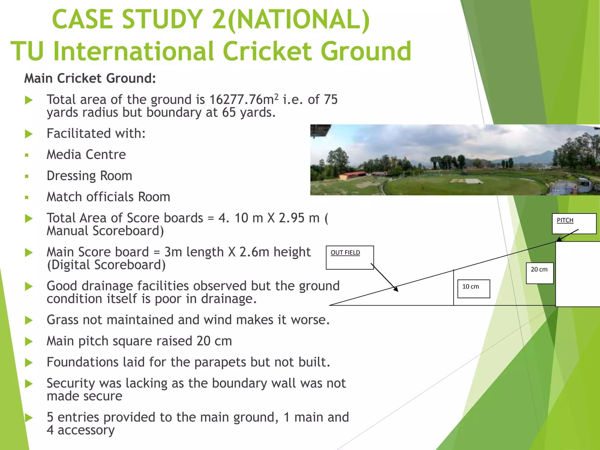 presentation on the literature and case study of cricket stadium | PPTX